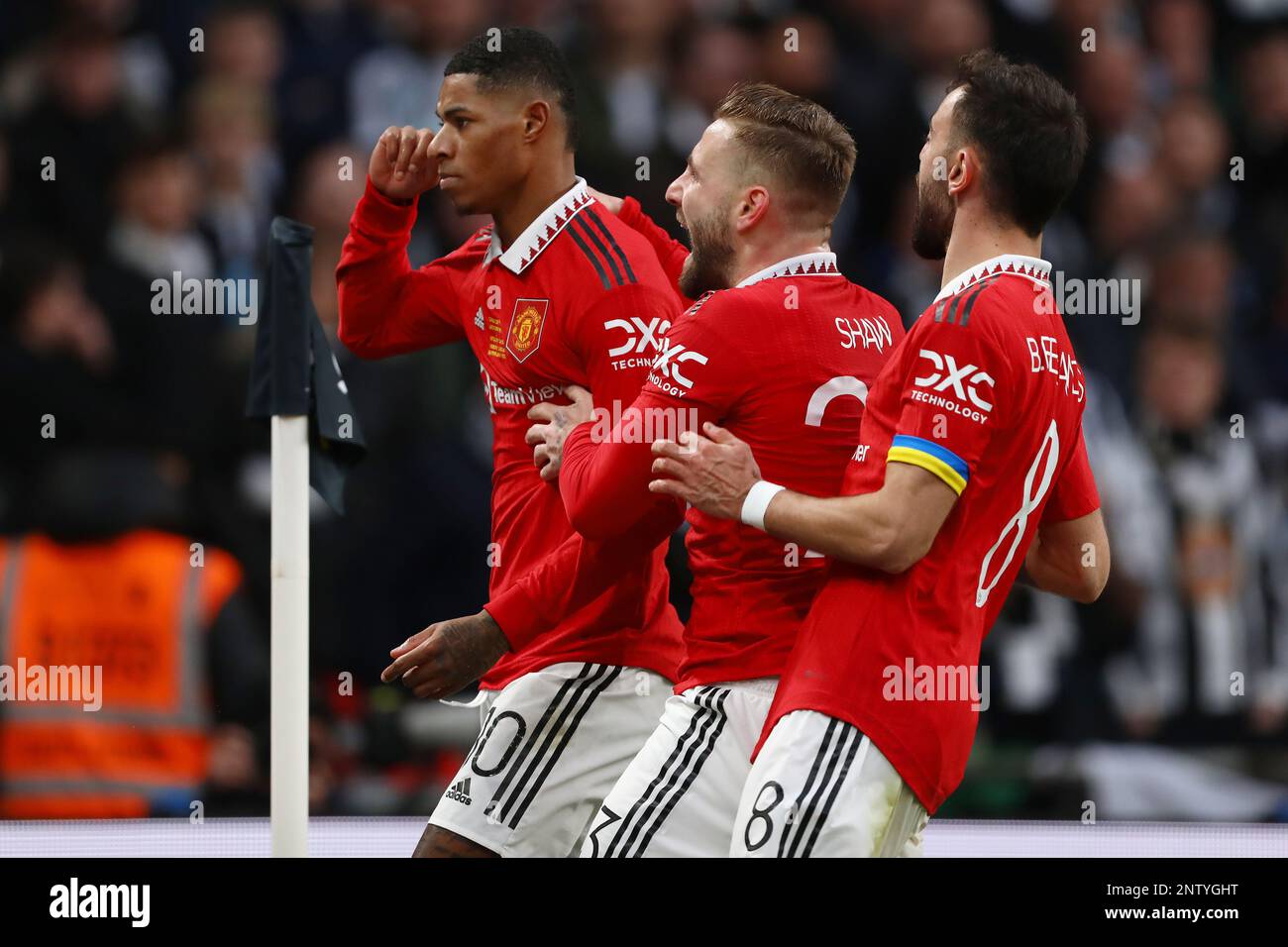 Marcus Rashford of Manchester United celebrates after scoring a goal to ...