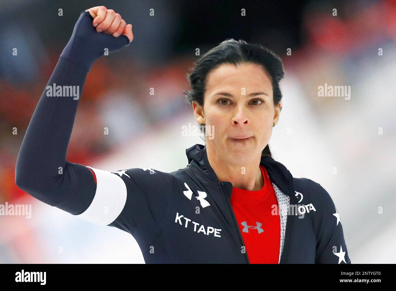 New world champion Brittany Bowe of the U.S. celebrates after the women ...