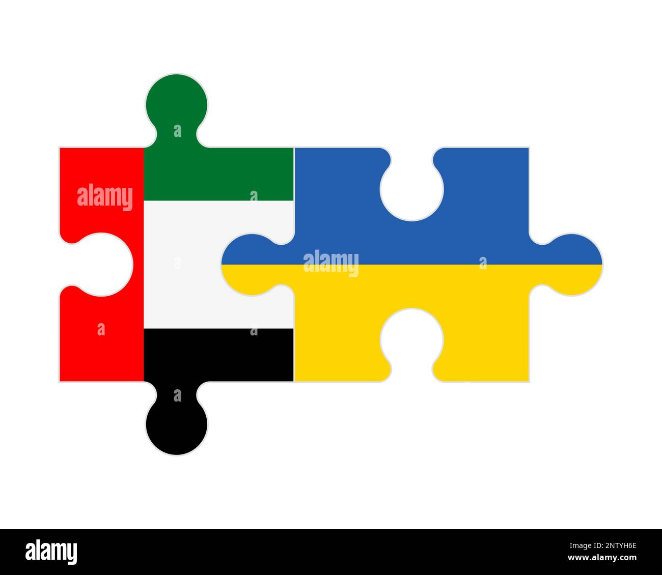 Connected puzzle of flags of United Arab Emirates and Ukraine, vector ...