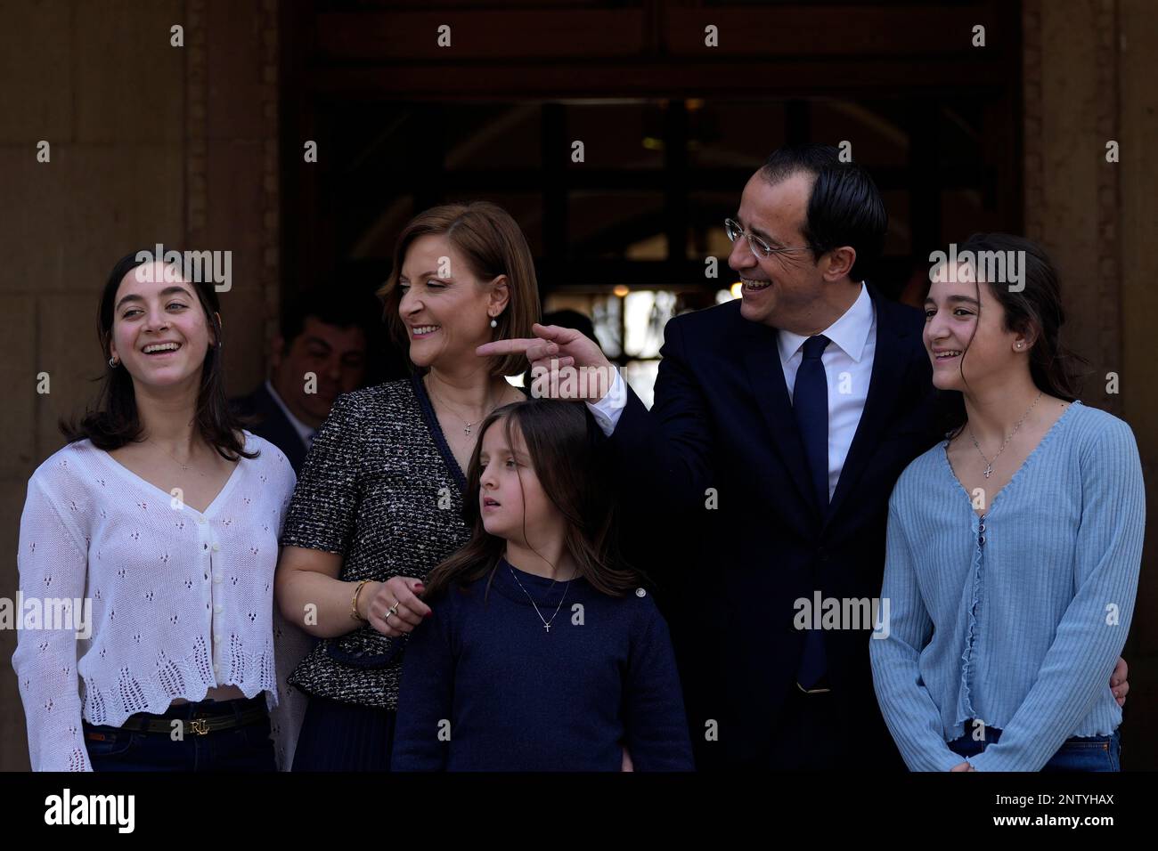 New Cyprus president Nikos Christodoulides stands with his wife ...