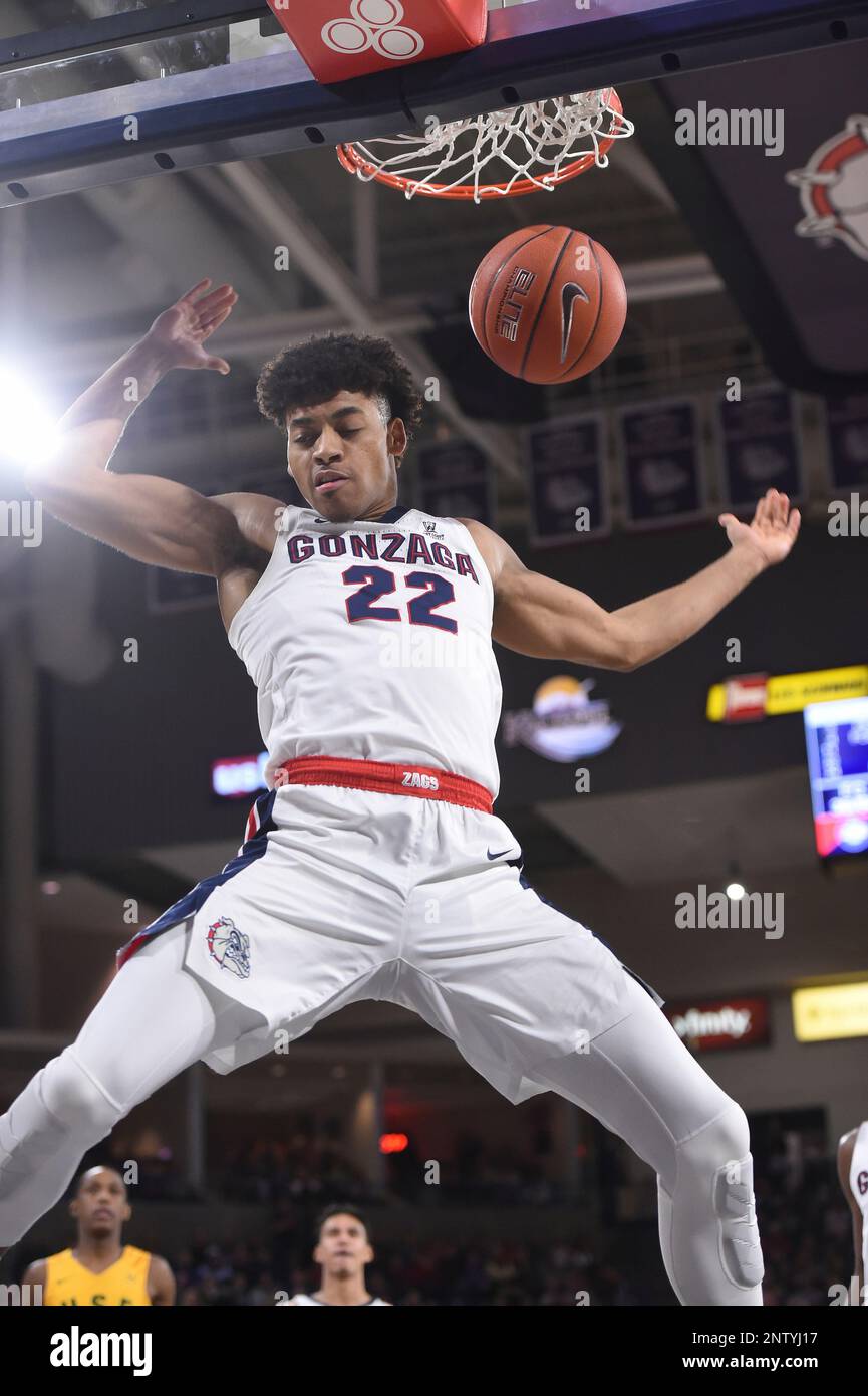 SPOKANE, WA - FEBRUARY 07: Gonzaga forward Jeremy Jones (22) finishes ...