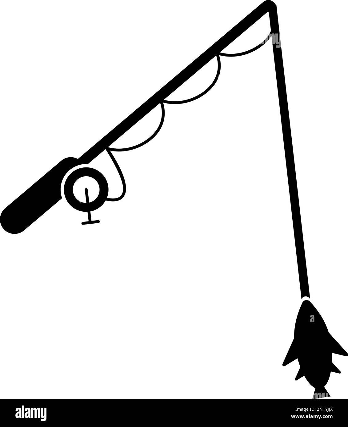 Fishing rod silhouette icon of a fishing rod catching fish. Editable ...