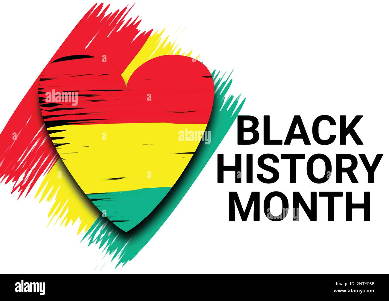 Black History Month celebrate. Vector illustration with heart and colorful brush of paint on ...