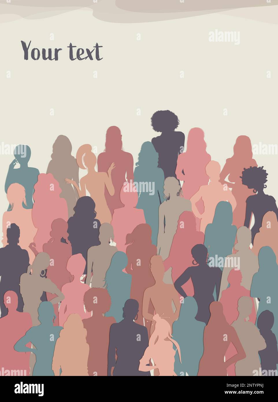 Multicultural women and girls. Portrait front view silhouette. Women s ...