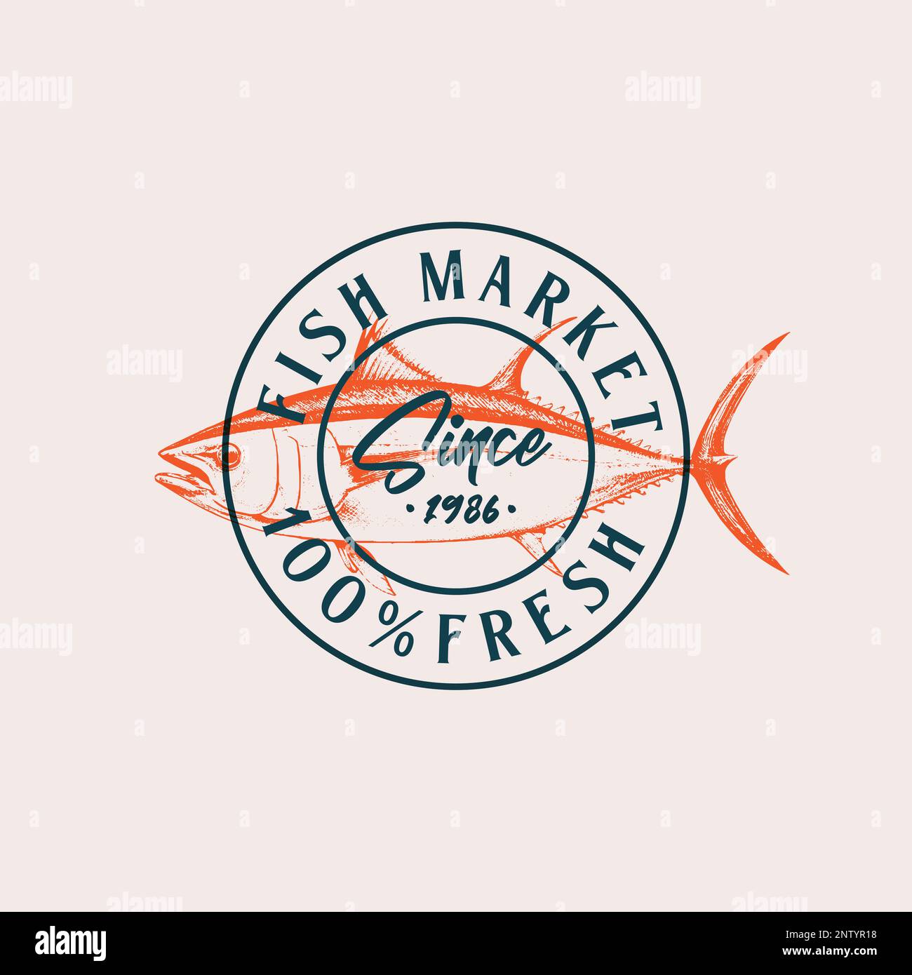 Fish, seafood. Vintage icon fish label, logo, print sticker for Meat ...
