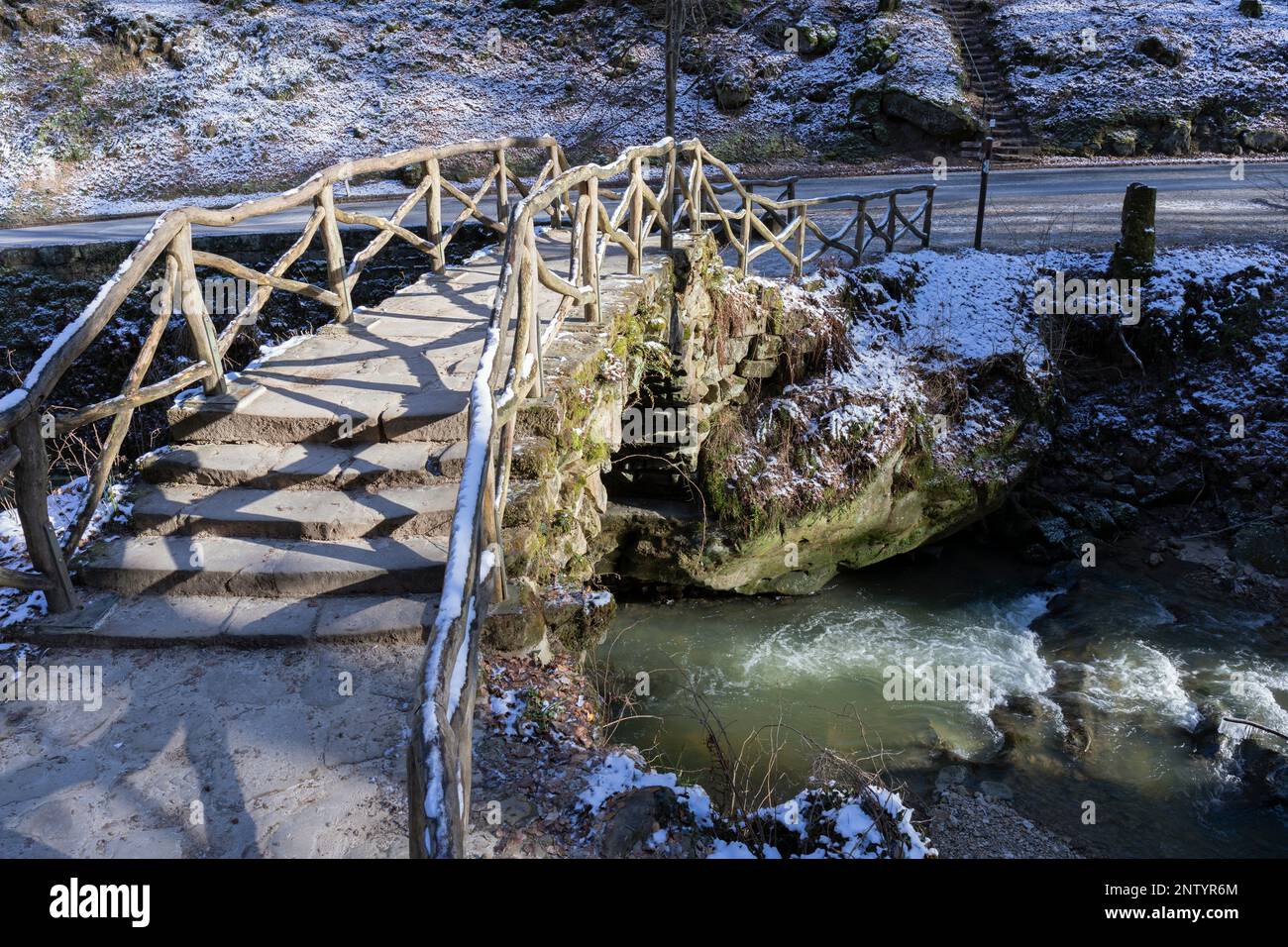 Europe, Luxembourg, Mullerthal, Ancient Stone Bridge across the ...