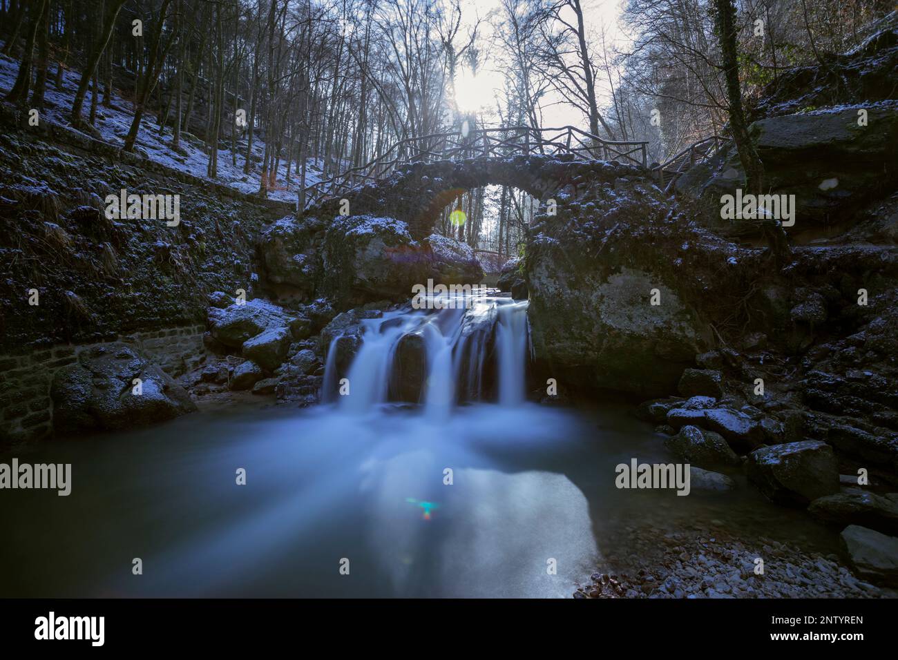 Europe, Luxembourg, Mullerthal, The Schiessentümpel Waterfall in ...