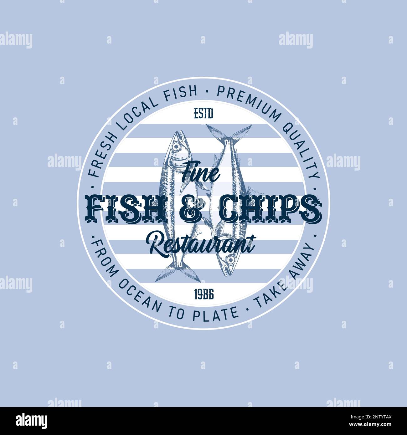 Fish and Chips Abstract Vector Card, Sign or Logo Template. Hand Drawn ...