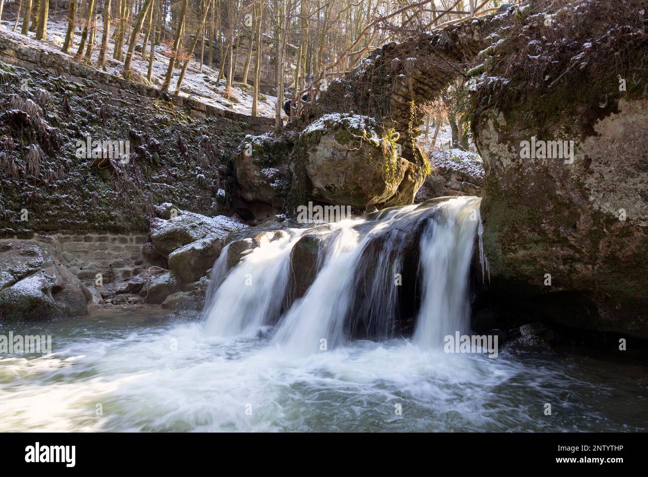 Europe, Luxembourg, Mullerthal, The Schiessentümpel Waterfall in ...