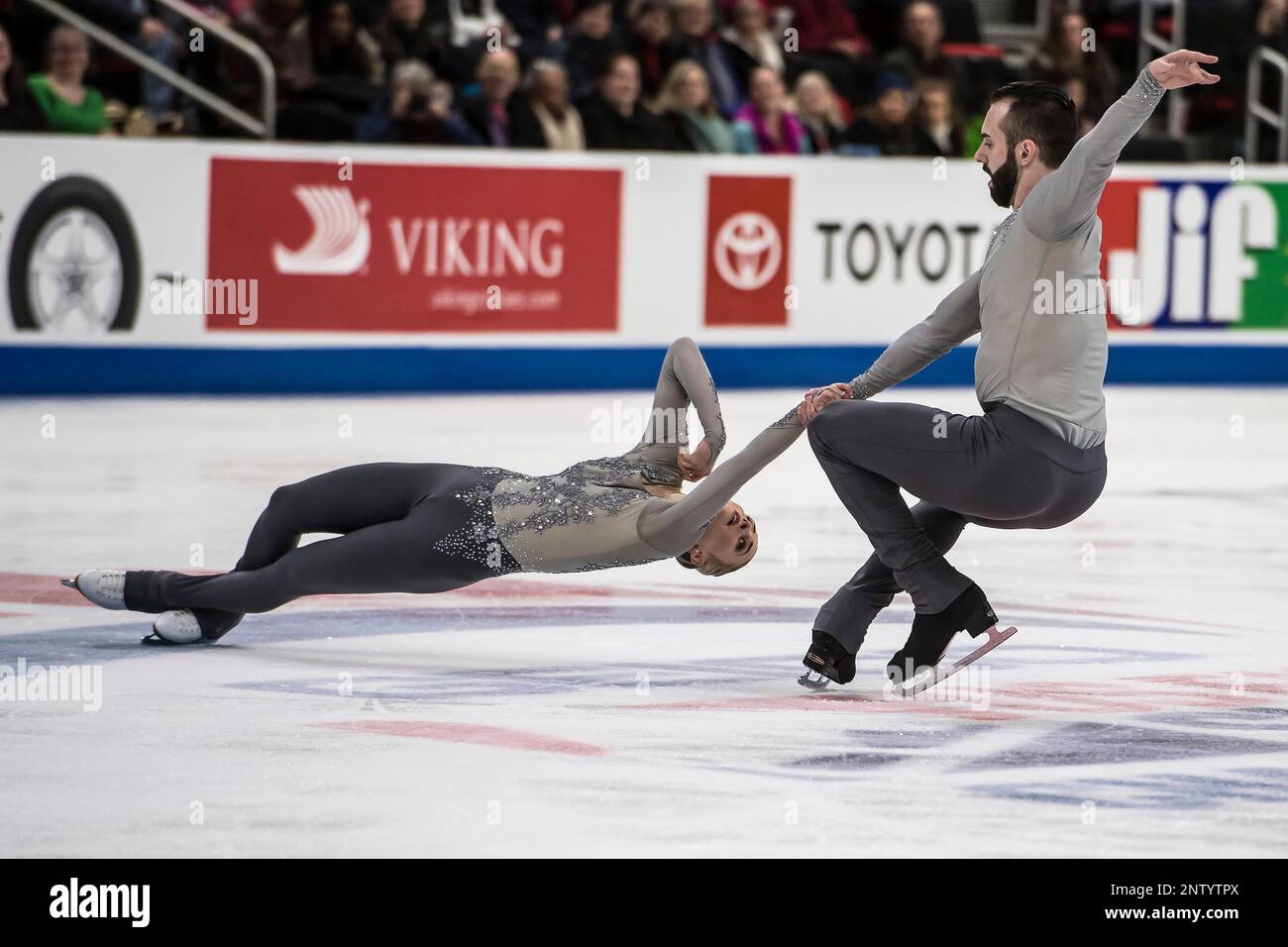 ASHLEY CAIN and TIMOTHY LEDUC perform during the pairs free skate of ...