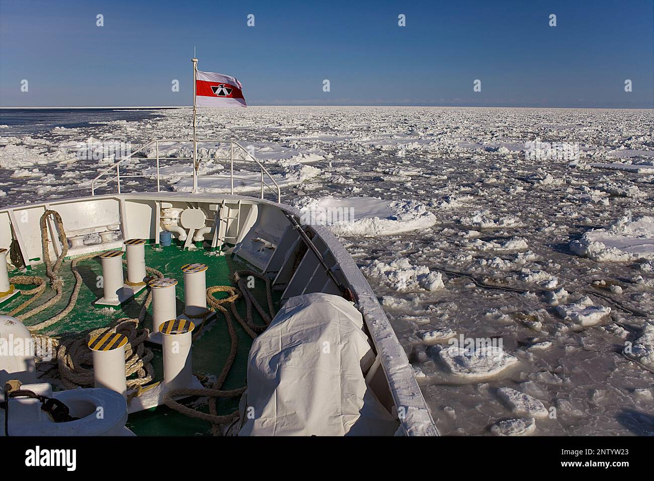 Frozen sea from sightseeing icebreaker, Aurora ship 1,Abashiri ...