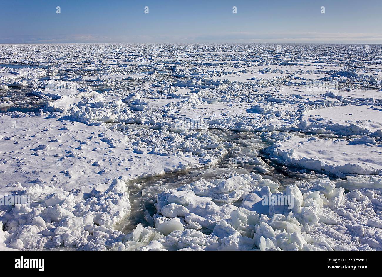 Frozen sea from sightseeing icebreaker, Aurora ship 1,Abashiri ...