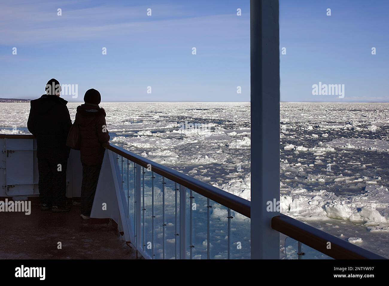 Frozen sea from sightseeing icebreaker, Aurora ship 1,Abashiri ...
