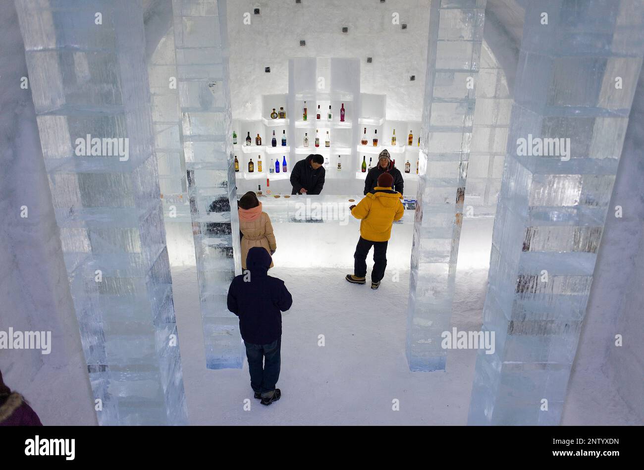 Ice bar,Igloo Village on Shikaribetsu frozen lake,Snow Water surface ...