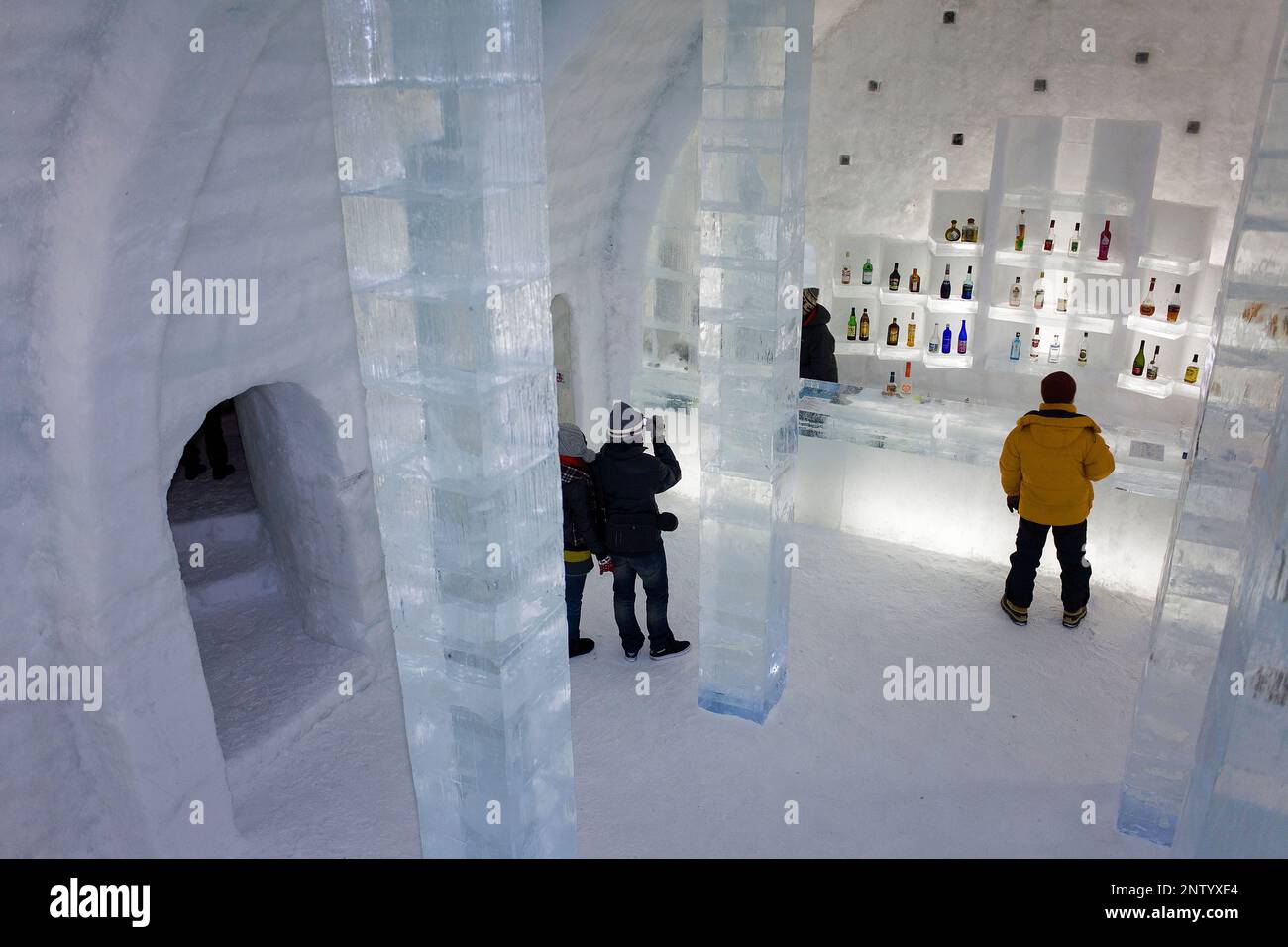 Ice bar,Igloo Village on Shikaribetsu frozen lake,Snow Water surface ...