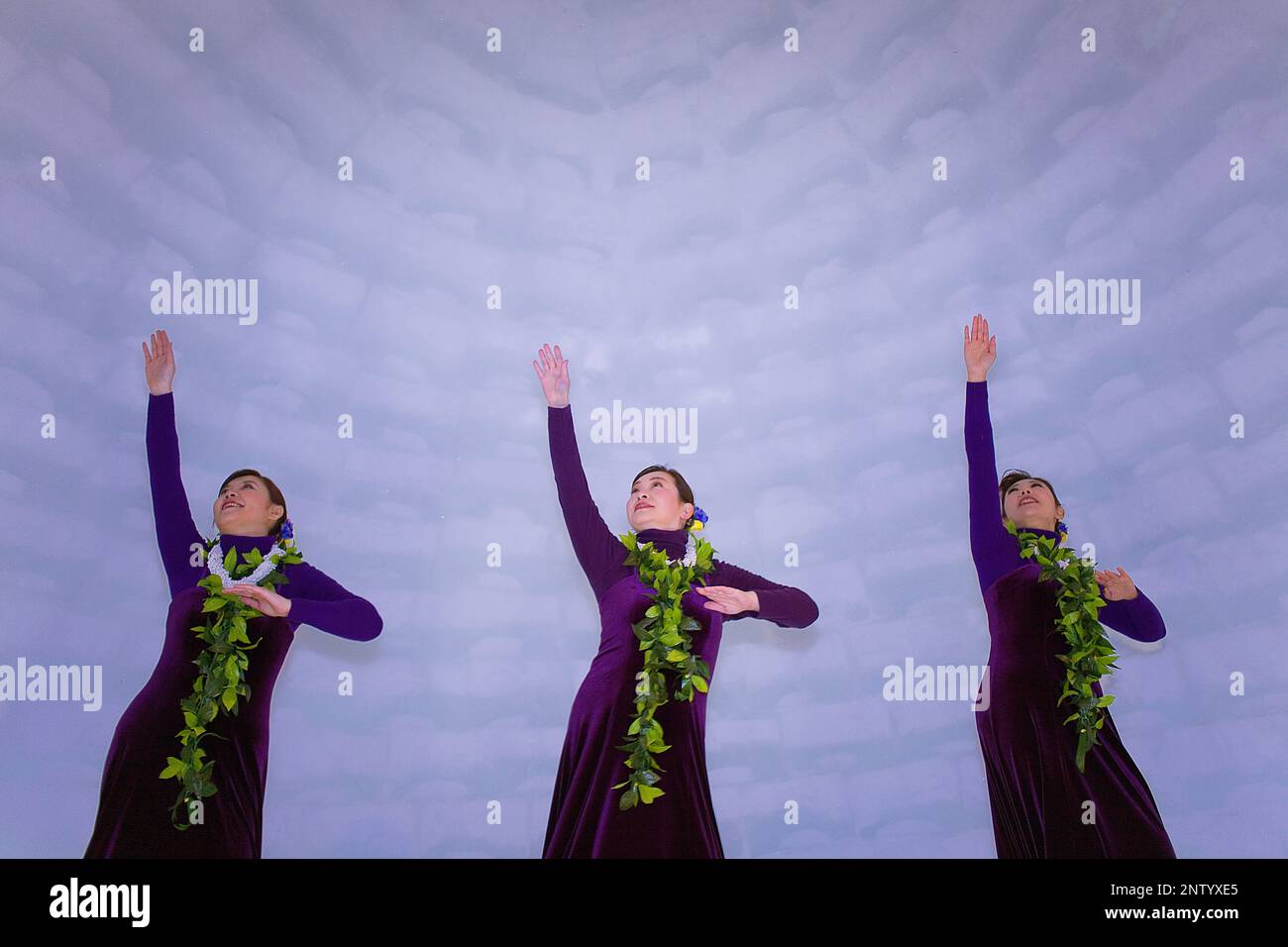 Performance in Ice bar,Igloo Village on Shikaribetsu frozen lake,Snow ...