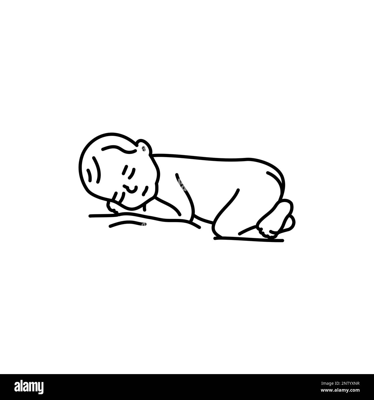The baby is sleeping black line icon. Toddler development. Early ...