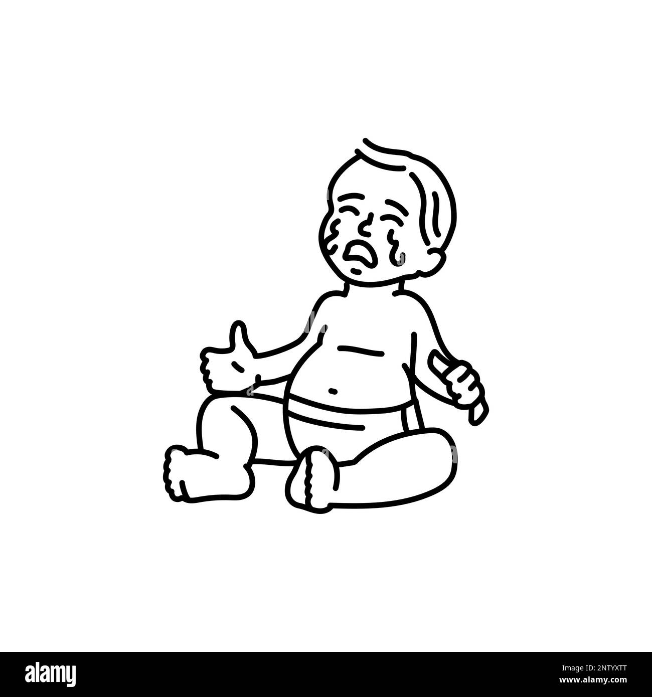 The baby is crying black line icon. Toddler development. Early ...