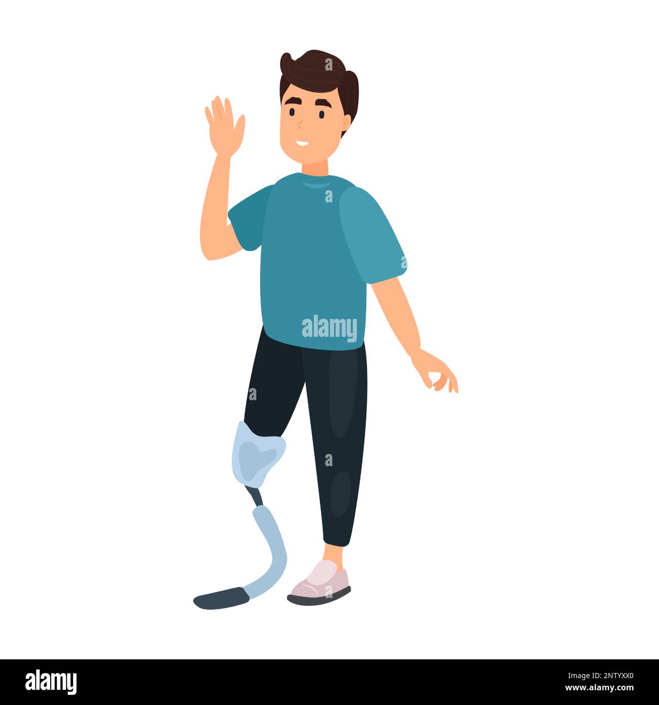 Guy with Prosthetic leg flat icon. Colored vector element from disabled ...