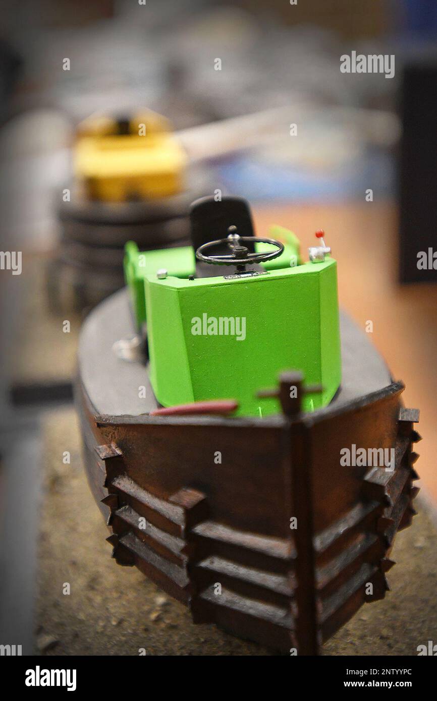 In this Thursday, Jan. 31, 2019 photo, scale models of a Nelson Log ...