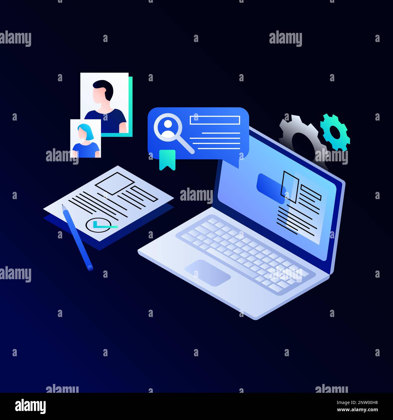 Search for new CVs, Find new resumes. Vector Illustration. Vector ...