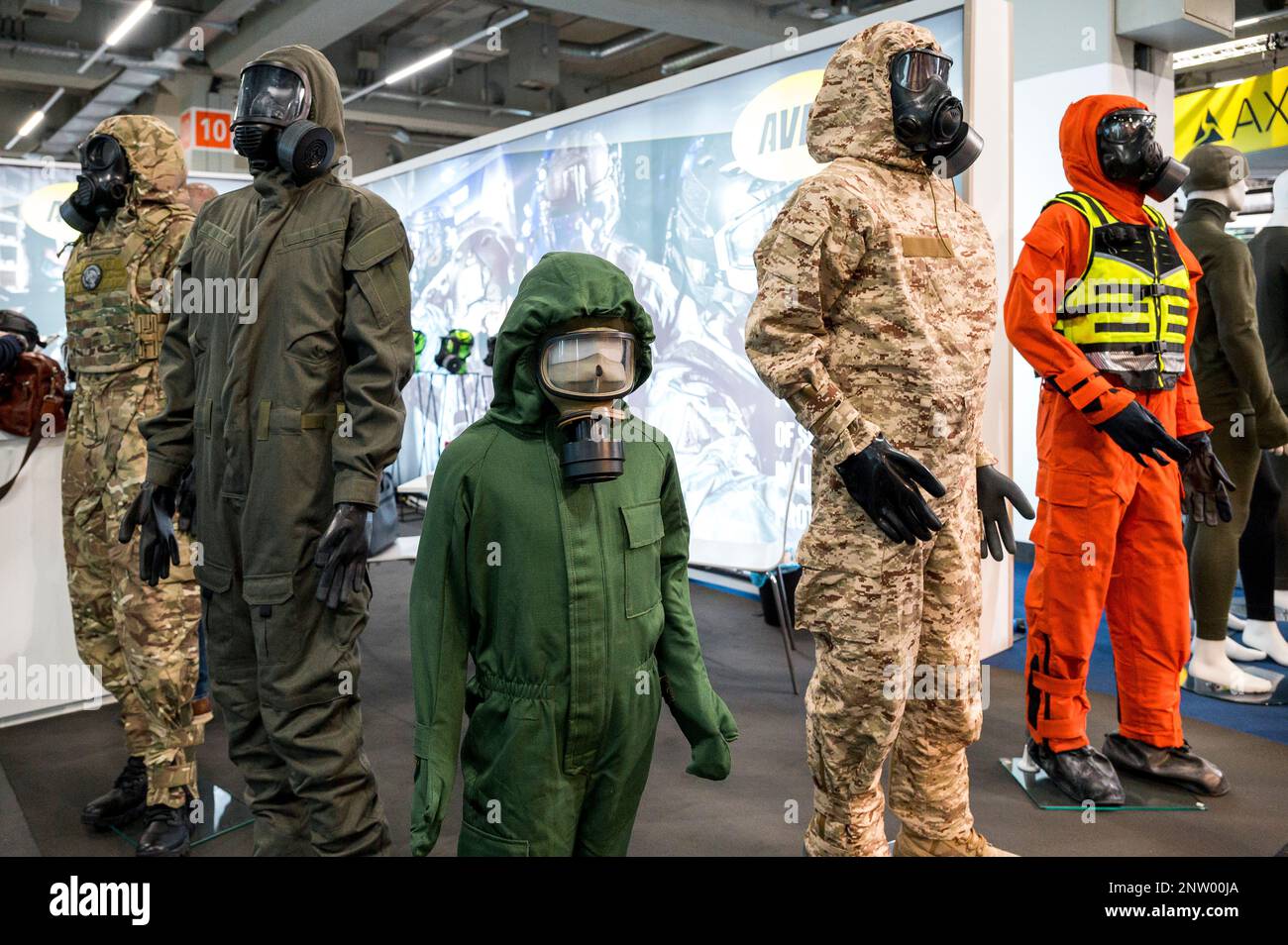 Nuremberg, Germany. 28th Feb, 2023. Protective suits with respirators ...