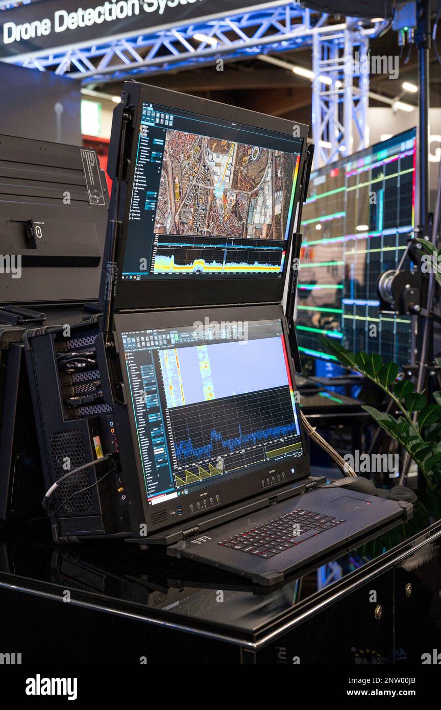 Nuremberg, Germany. 28th Feb, 2023. Drone detection systems and drone ...