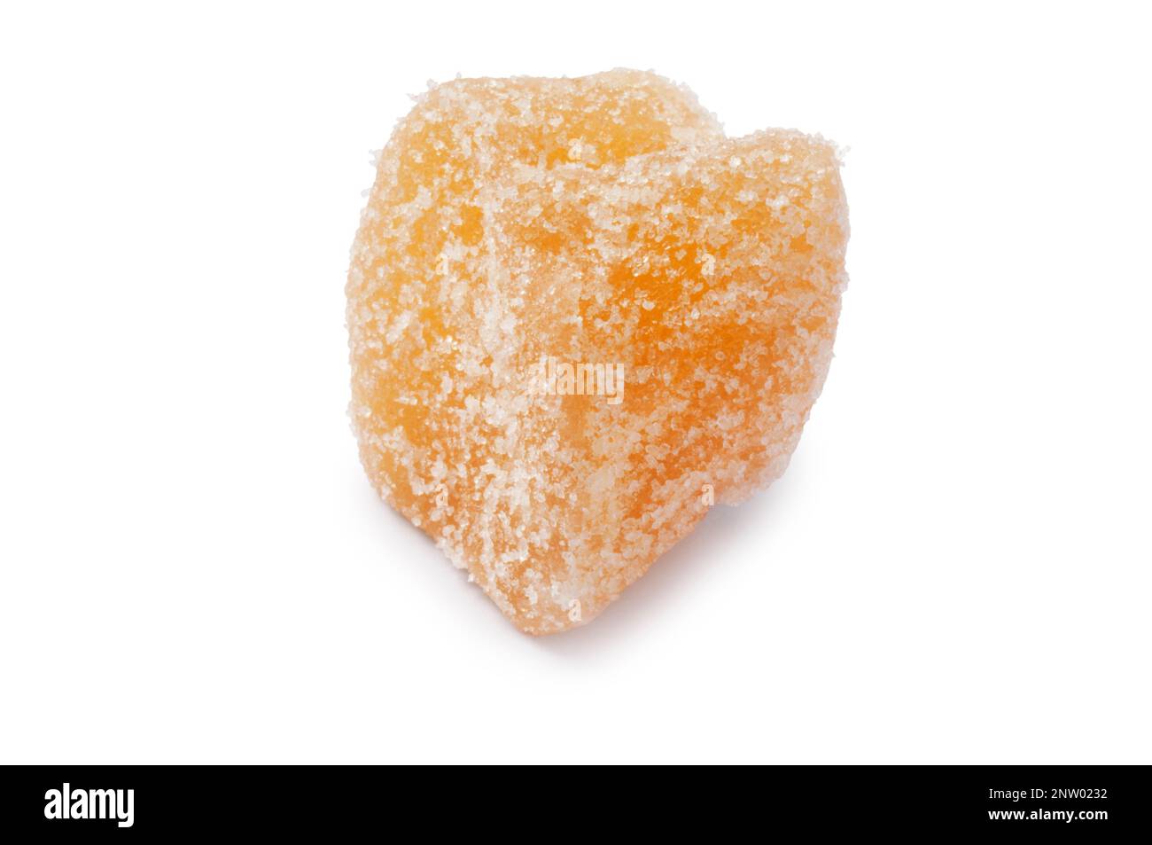 Studio shot of crystallised ginger cut out against a white background ...