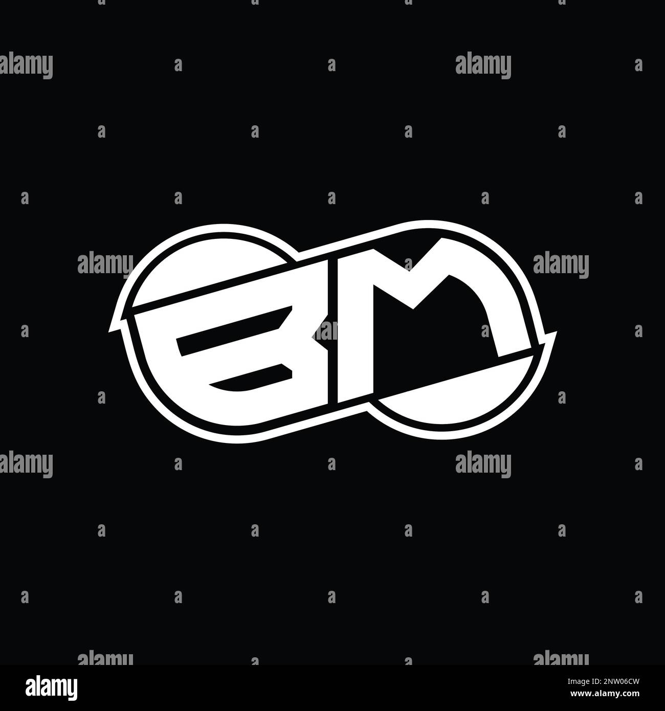 BM Logo monogram abstract infinity shape half round vector images ...