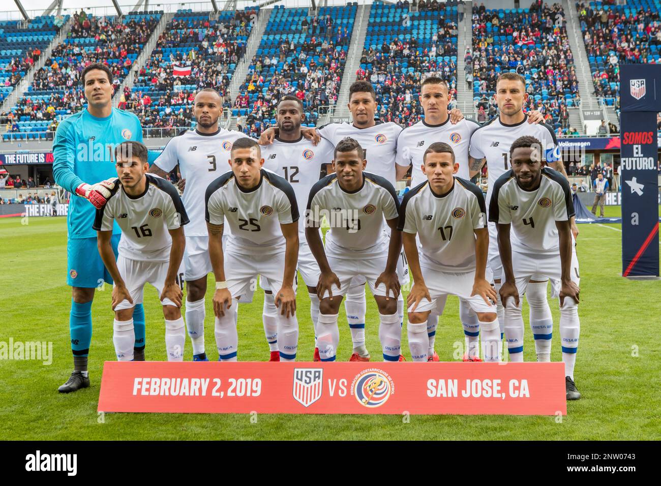 SAN JOSE, CA - FEBRUARY 02: The Costa Rica starting lineup poses before ...