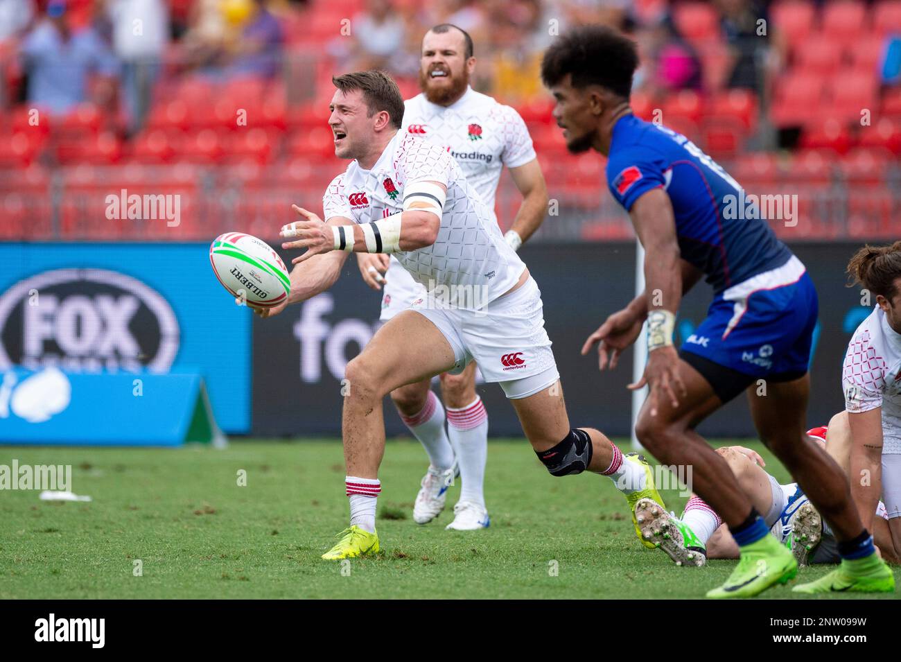 SYDNEY, NSW- FEBRUARY 02: English player Will Muir (2) passes the ball ...