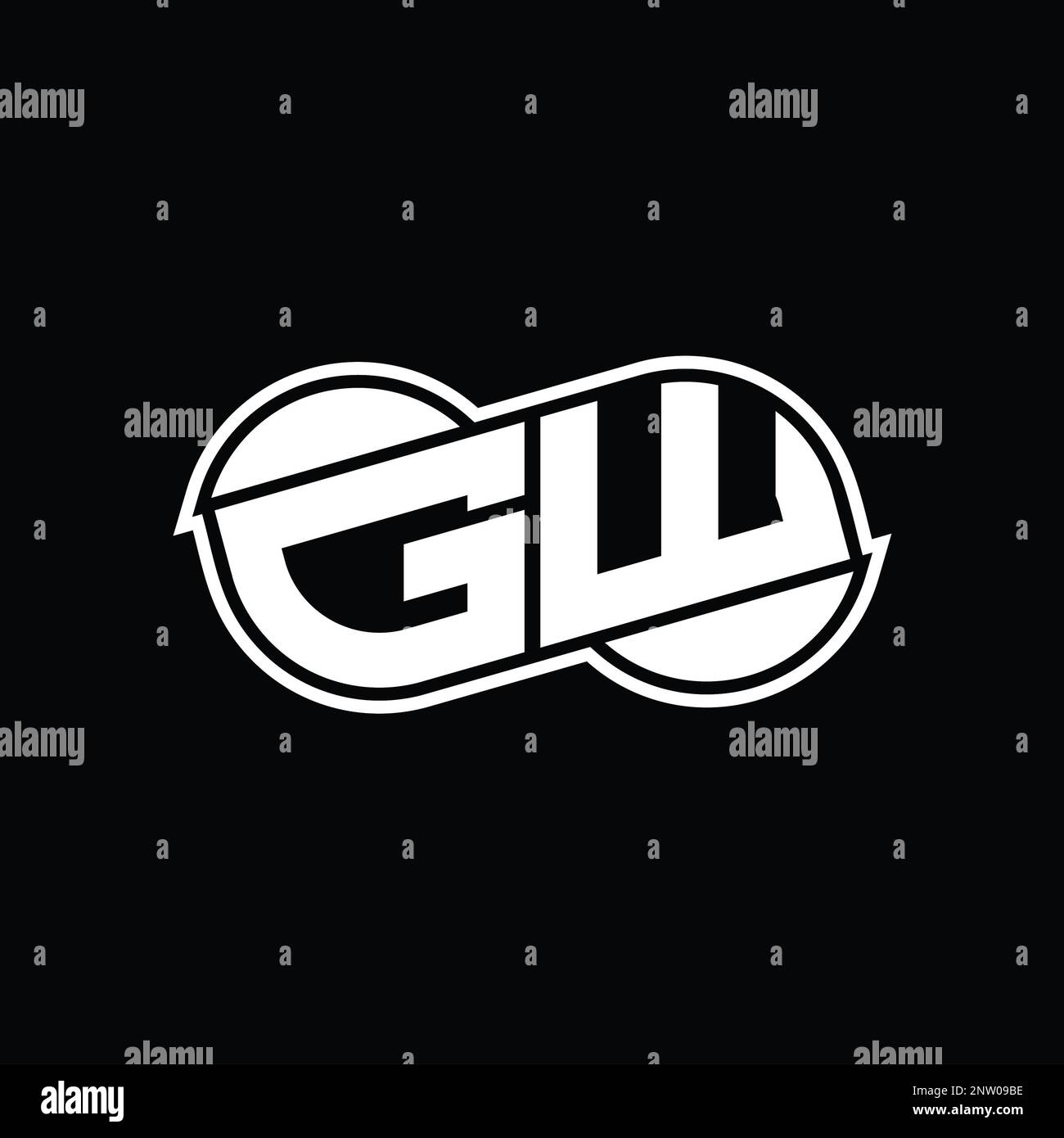 GW Logo monogram abstract infinity shape half round vector images ...