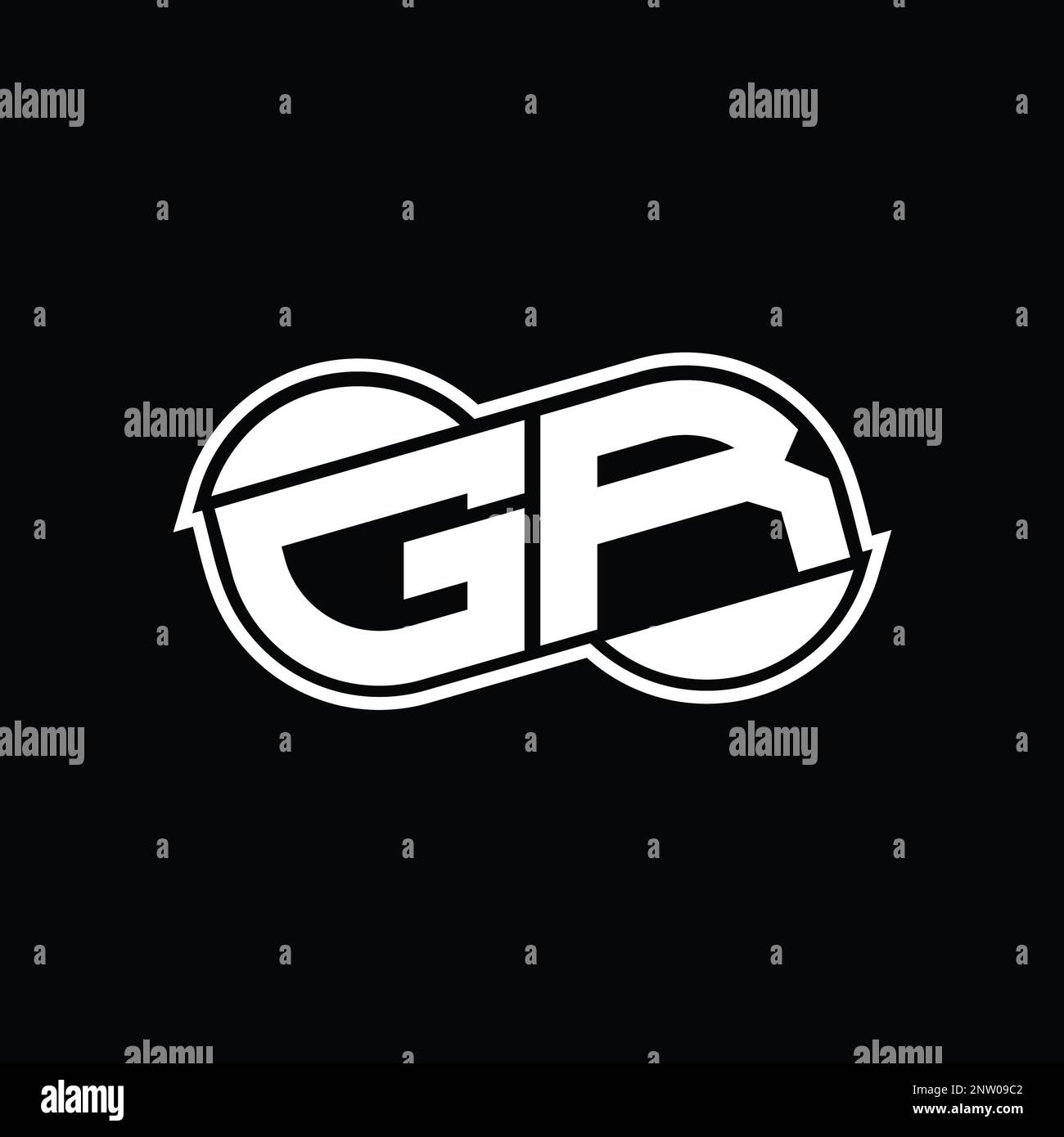 GR Logo monogram abstract infinity shape half round vector images ...