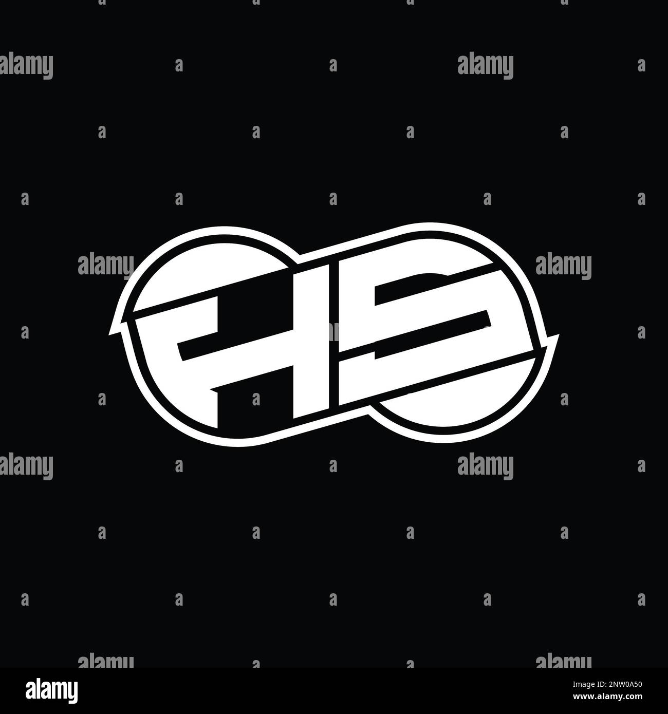 HS Logo monogram abstract infinity shape half round vector images ...