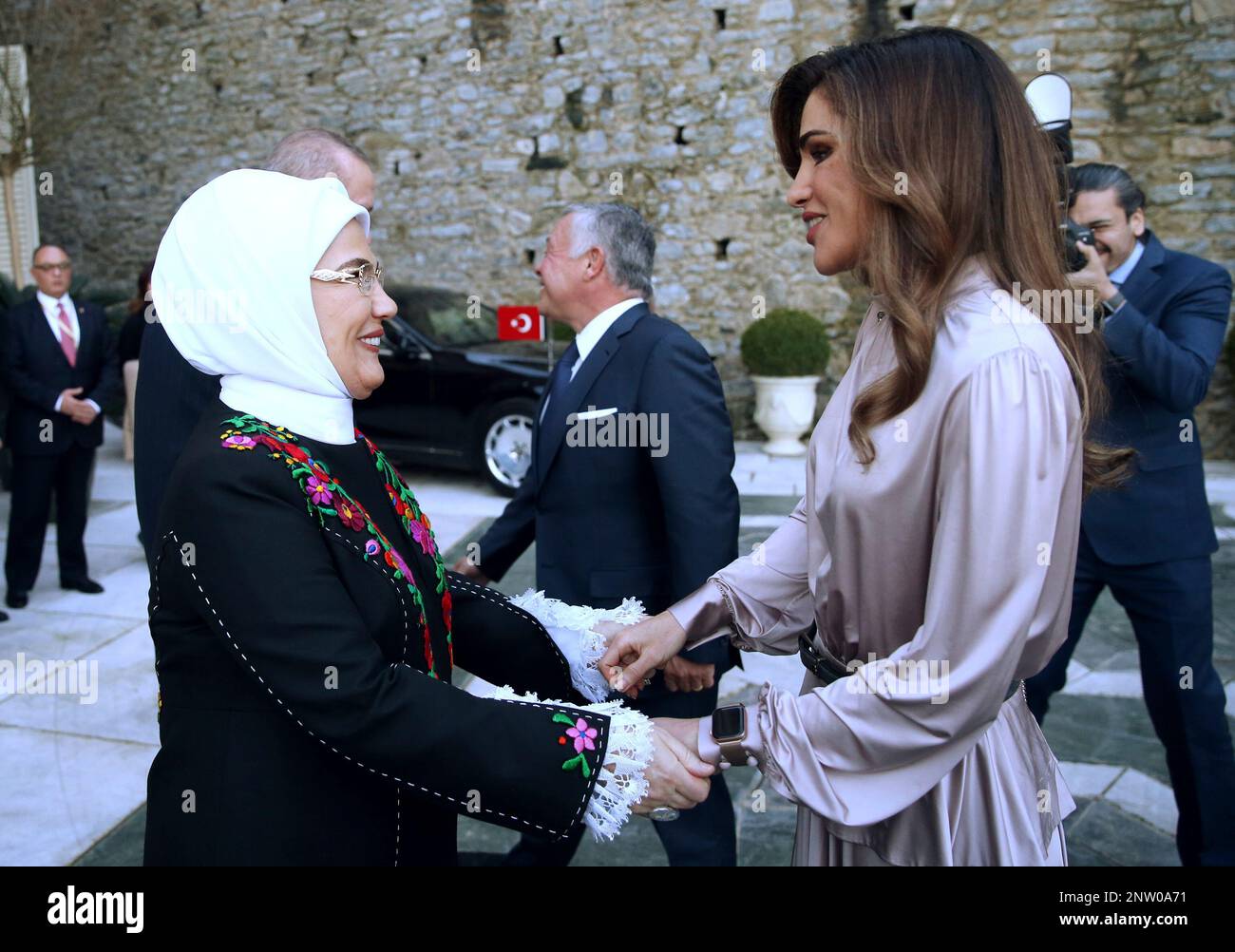 Emine Erdogan, left, wife of Turkey's President Recep Tayyip Erdogan ...