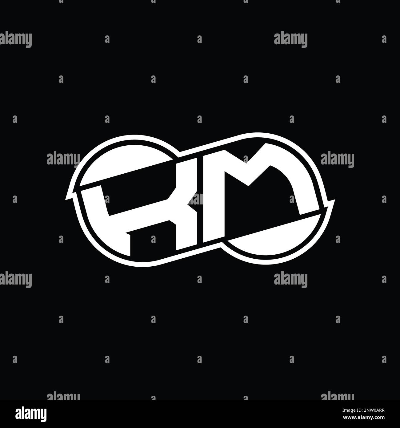 KM Logo monogram abstract infinity shape half round vector images ...