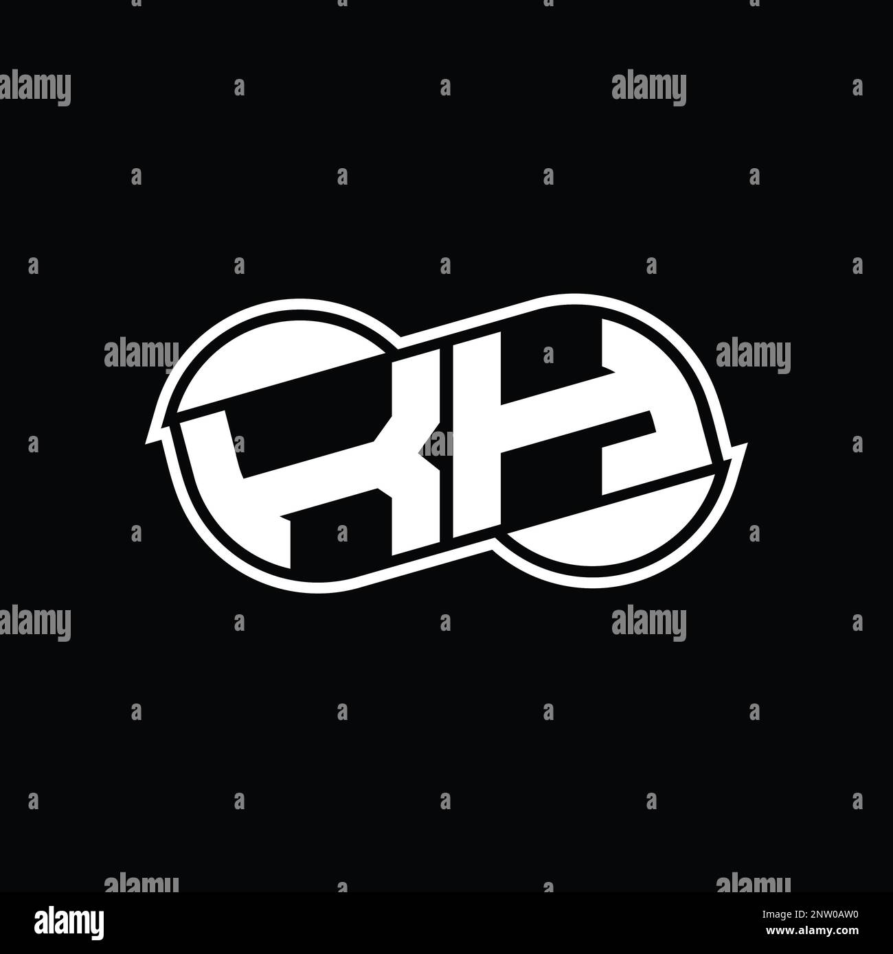 KH Logo monogram abstract infinity shape half round vector images ...