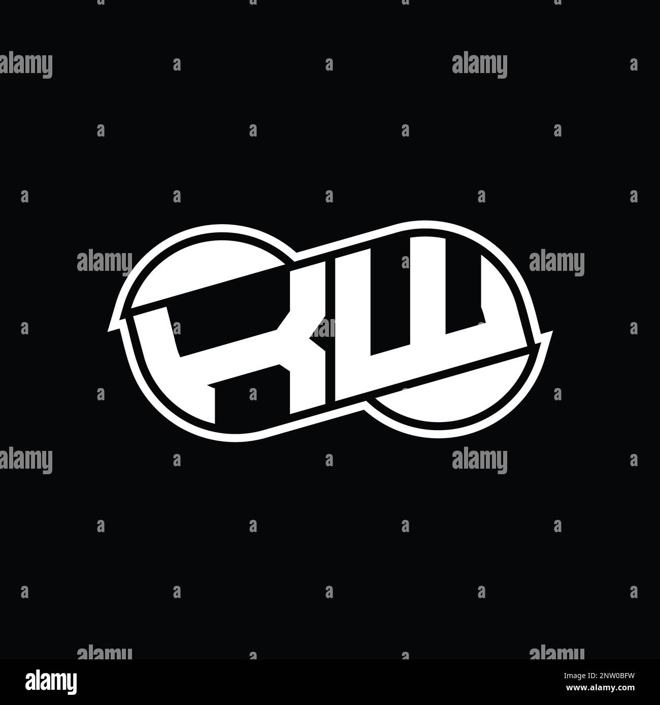 KW Logo monogram abstract infinity shape half round vector images ...