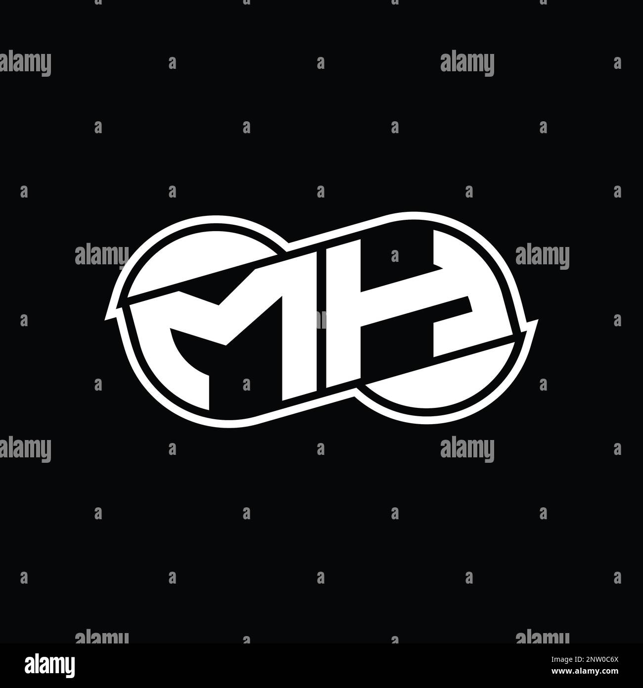 MH Logo monogram abstract infinity shape half round vector images ...