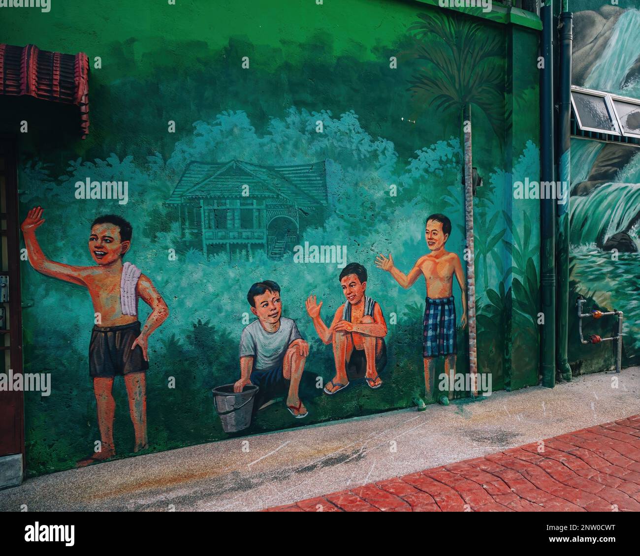 Wall art mural at the Old town of Tapah. Tapah is a unique place with ...