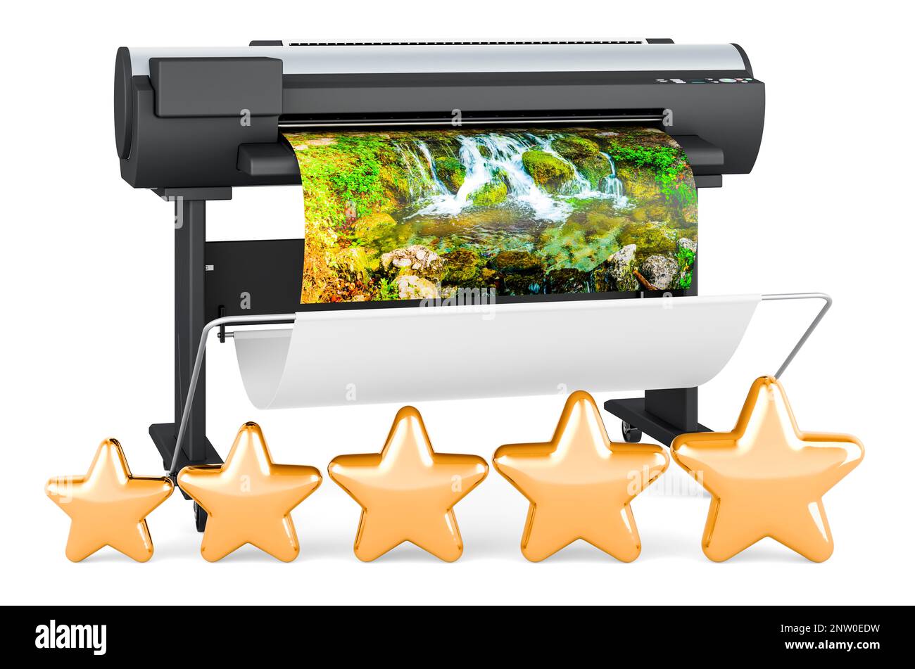 Plotter, large format inkjet printer with five golden stars, 3D ...