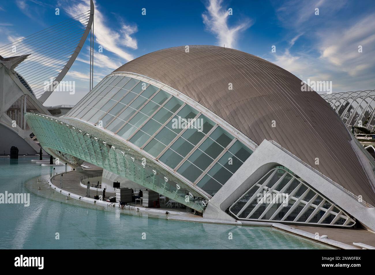 The Spanish modern round building ciudad de las artes in Valencia ...