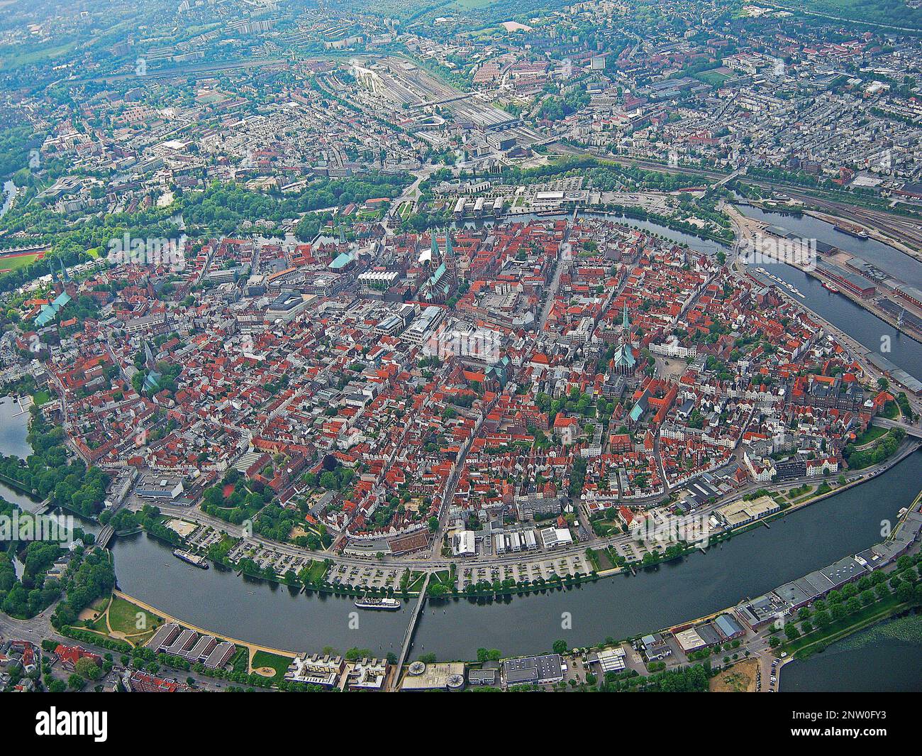 Total bird's eye view of the city of Lübeck in Germany Stock Photo - Alamy