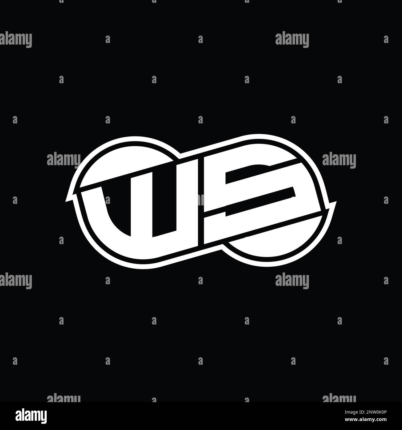 WS Logo monogram abstract infinity shape half round vector images ...