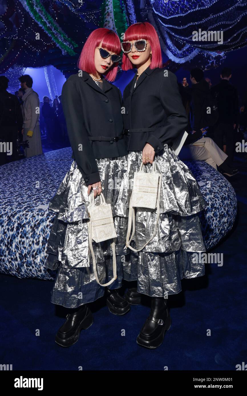 Ami and Aya arrive for the Christian Dior Fall/Winter 2023-2024 ready ...
