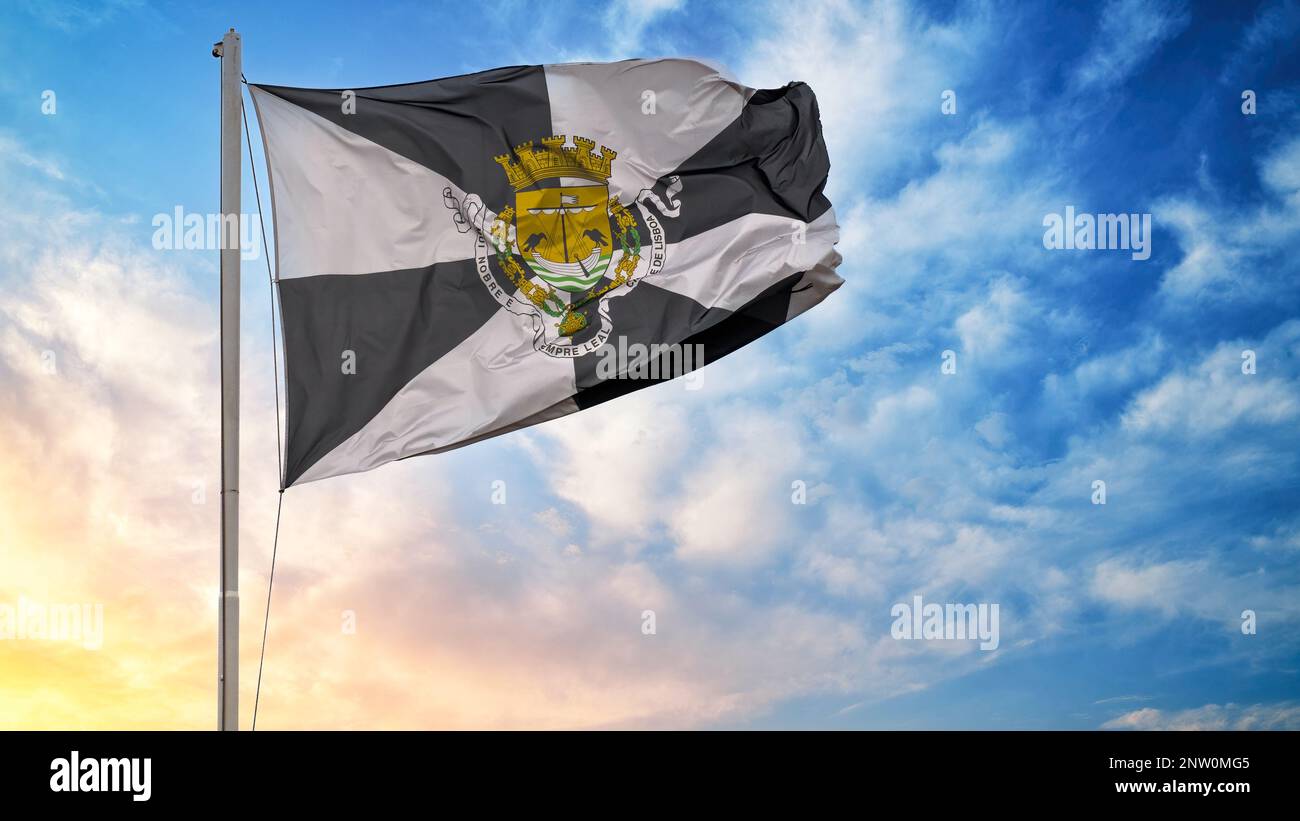 Flag Of Lisbon, Portugal Stock Photo - Alamy
