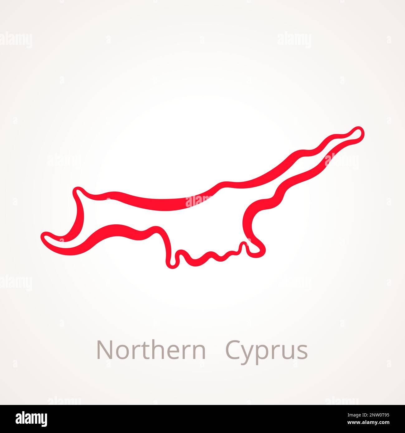 Outline map of Northern Cyprus marked with red line Stock Vector Image ...