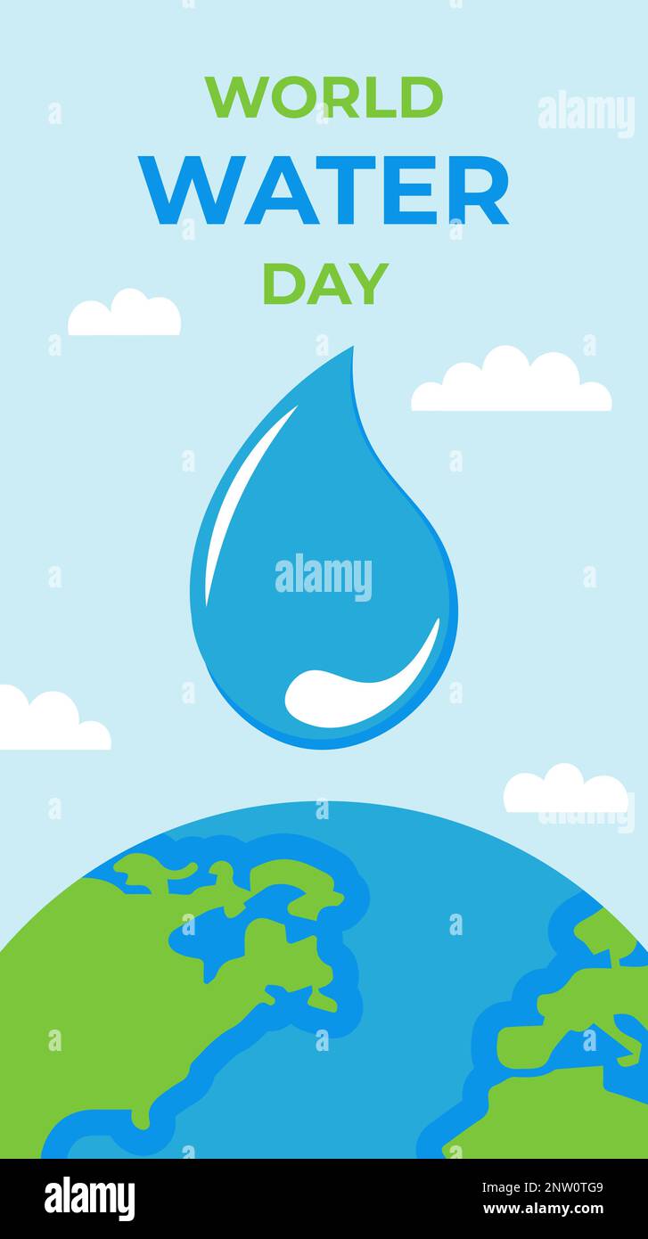 World Water Day Informing Leaflet With Water Drop And Earth Flat Style ...