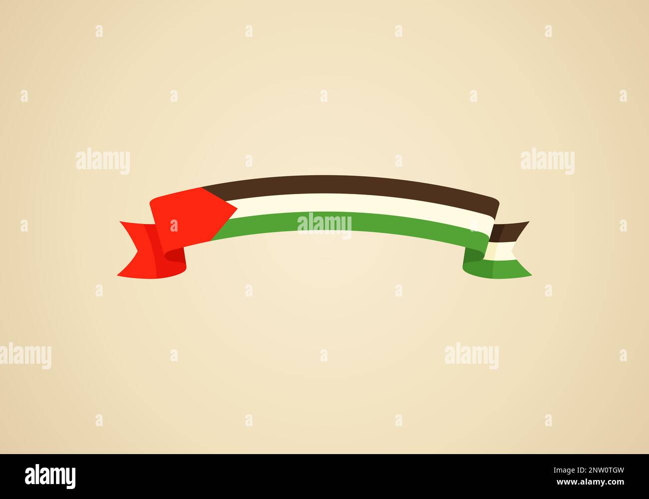 Ribbon with flag of Palestine in flat design style Stock Vector Image ...