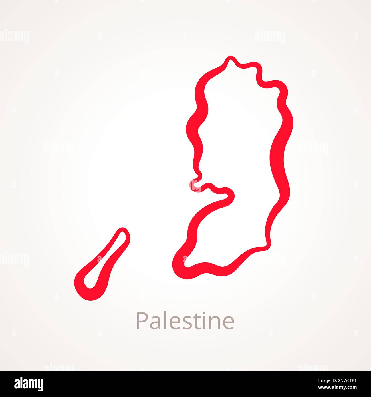 Outline map of Palestine marked with red line Stock Vector Image & Art ...